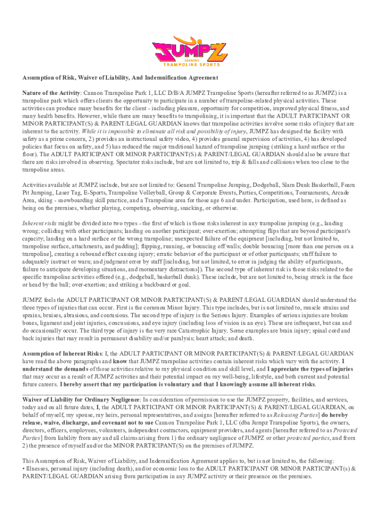 Fillable Online Launch Trampoline Park Paper Trampoline Park, LLC ...