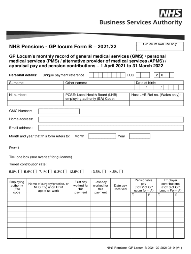 Fillable Online How to fill in your pension forms as a locum doctor Fax Email Print - pdfFiller