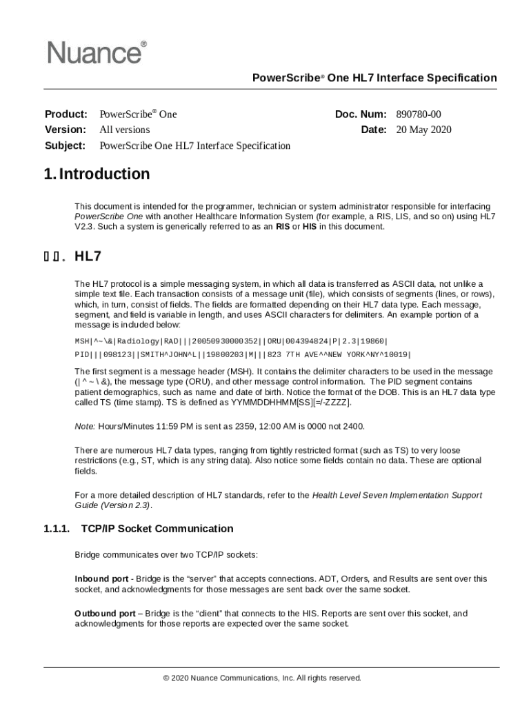 890780 PSOne HL7 Specification. PSOne HL7 Specification Doc Template ...