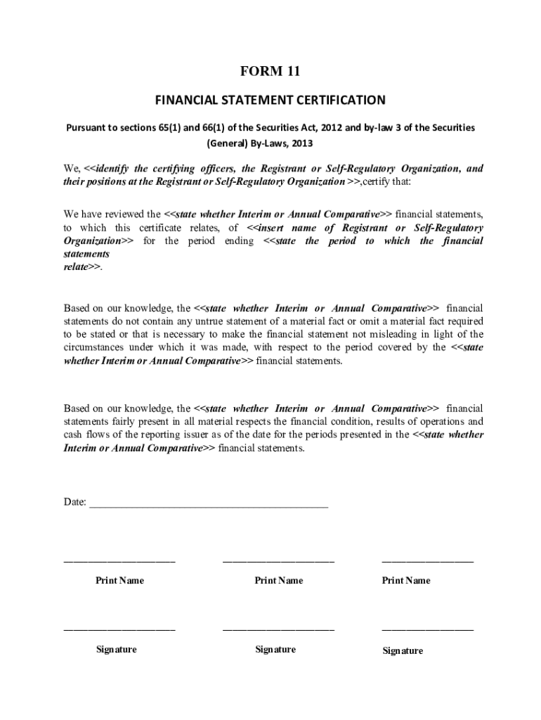 Fillable Online ttsec org Financial statement certification form ...