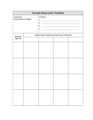 Focused Observation Template Doc Template | pdfFiller