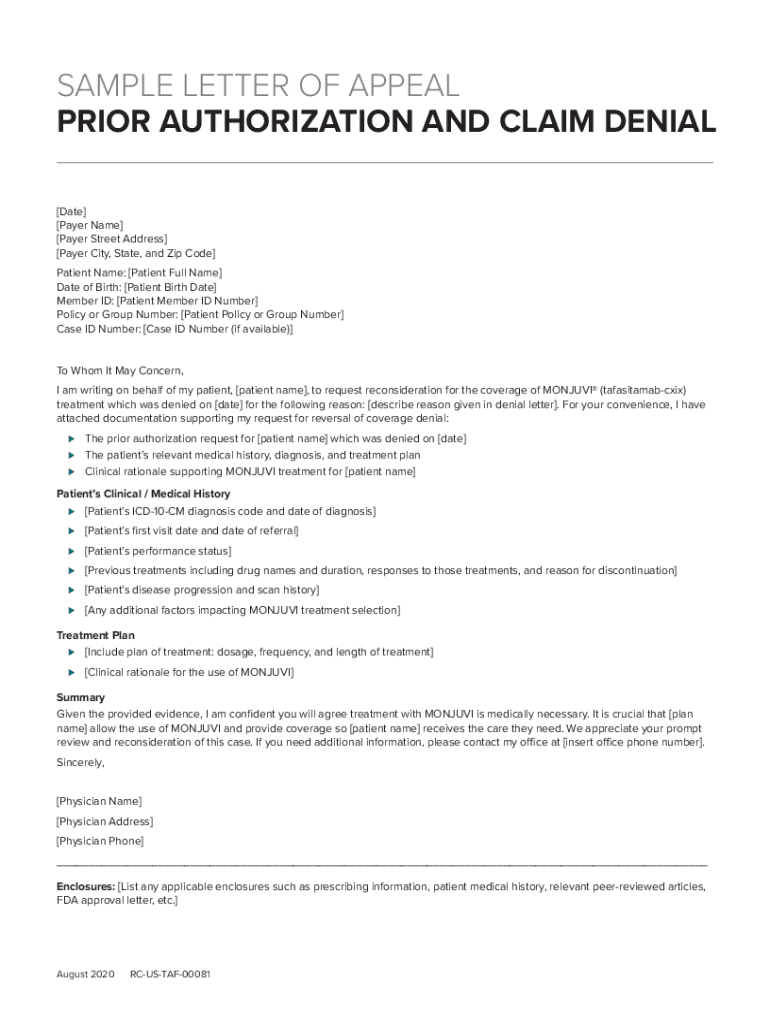 Fillable Online Authorization and appeals kitWriting an Appeal Letter ...