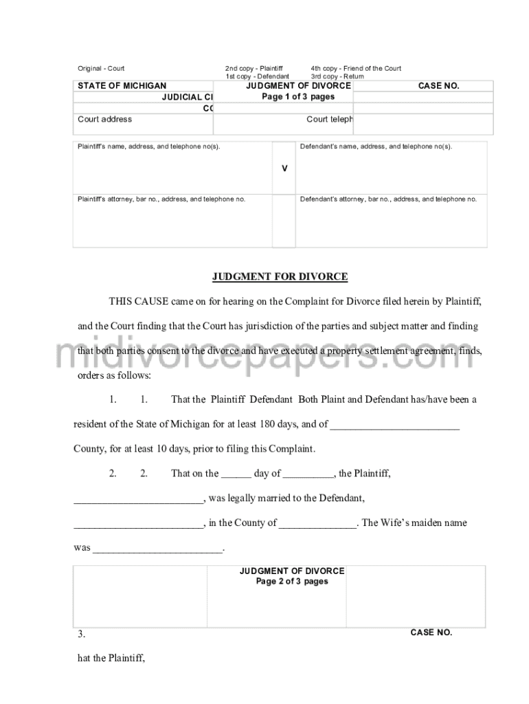 Fillable Online michigan-judgment-for-divorce-form Fax Email Print ...