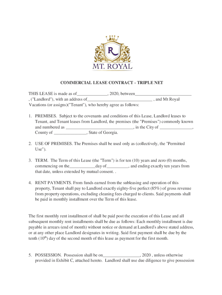 Fillable Online Triple Net (NNN) Lease Agreement SAMPLE Fax Email Print ...