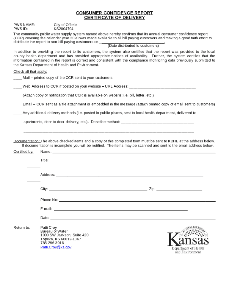 PWS NAME:City of Offerle Doc Template | pdfFiller