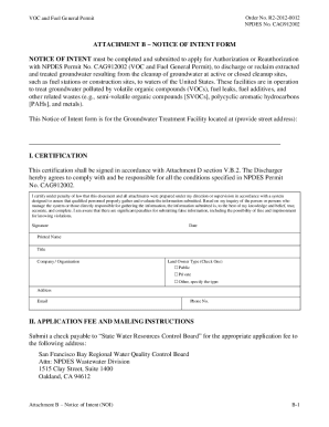 Fillable Online NOTICE OF INTENT FORM NOTICE OF INTENT - waterboards.ca.gov Fax Email Print ...