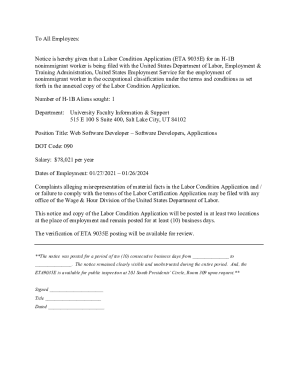 Fillable Online NOTICE OF FILING: Labor Condition Application for an H ...