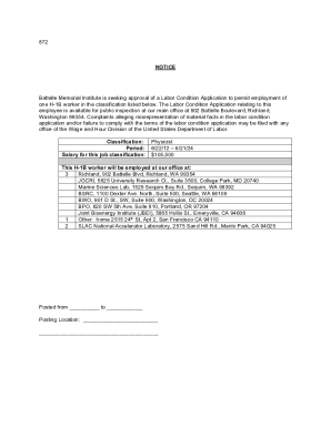 Fillable Online Labor Condition Application Posting Information ...