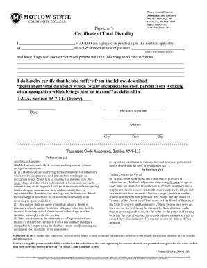 Fillable Online Certificate of Total Disability Fax Email Print - pdfFiller