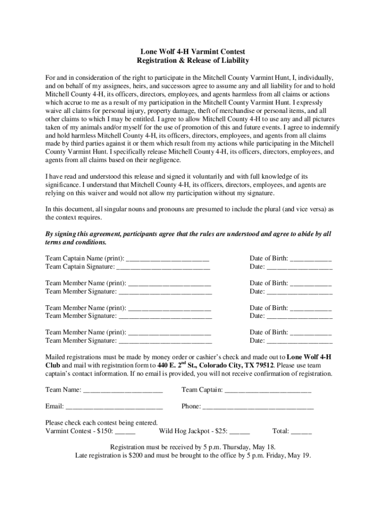Fillable Online Adult Liability Release and Waiver Form 2019 - Varsity ...