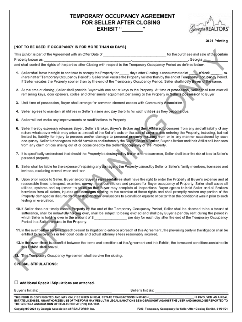 Fillable Online Residential Occupancy Agreement - Fill Online ...
