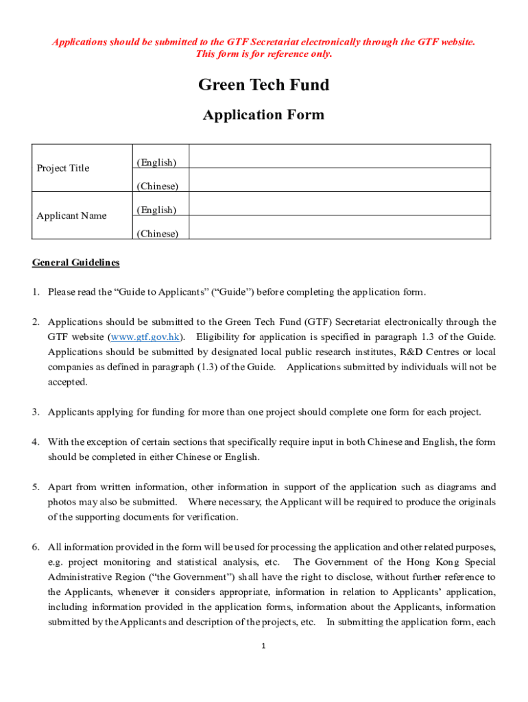 Fillable Online Green Tech Fund. Application Form Fax Email Print ...