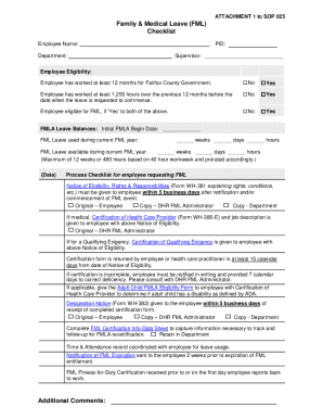 Fillable Online ATTACHMENT 1 to SOP 025 Family & Medical Leave (FML ...