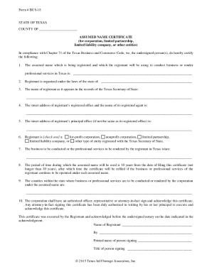 Fillable Online Assumed Name Certificates (DBAs) - Travis County, Texas ...