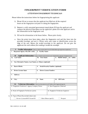 FBI-1 Fingerprint Verification Doc Template | pdfFiller