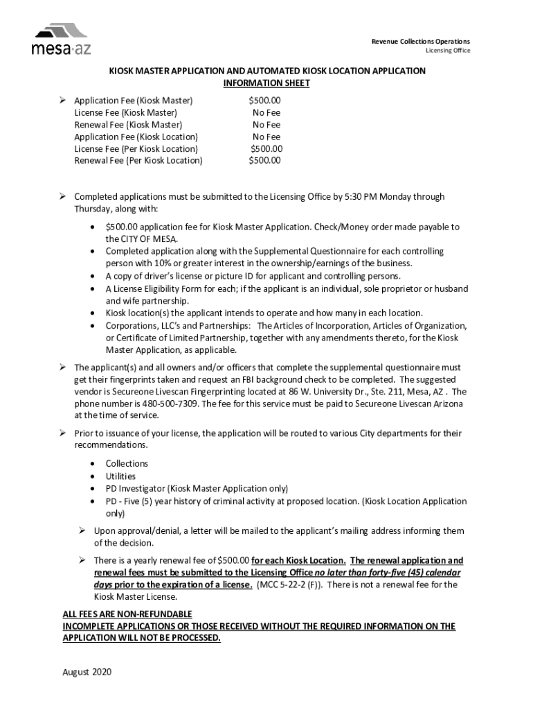 Fillable Online Kiosk Master Application Packet Fax Email Print - pdfFiller