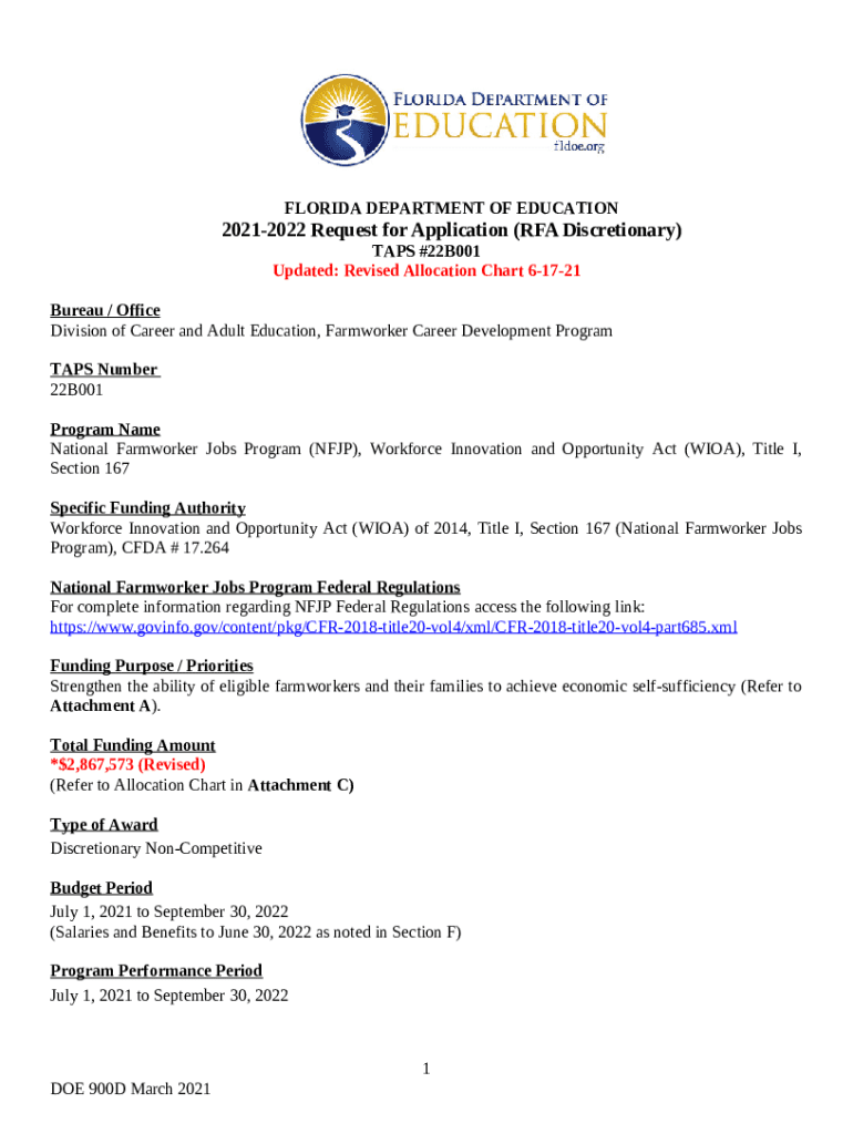 2021-2022 Request for Application (RFA Discretionary) Doc Template ...