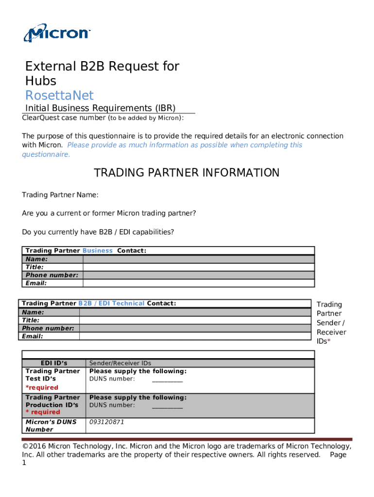 External B2B Request for Hubs Doc Template | pdfFiller