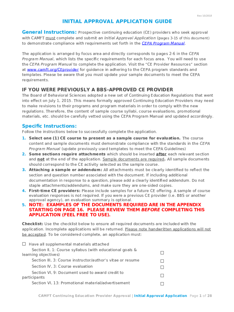 initial approval application guide Doc Template | pdfFiller