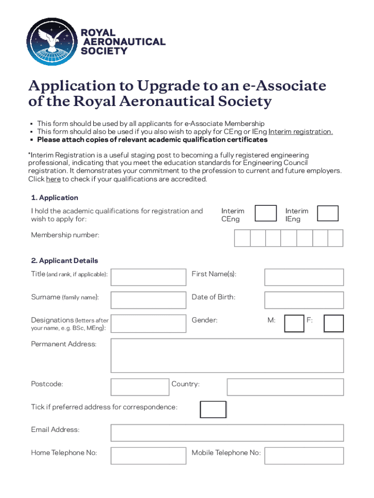 Fillable Online Application to Upgrade to an e-Associate Fax Email ...