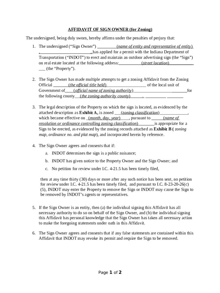 AFFIDAVIT OF ZONING OFFICIAL Doc TemplatePDFfiller Doc Template | pdfFiller