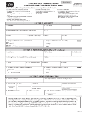 Fillable Online Application For A Permit To Import A Dog Inadequately ...