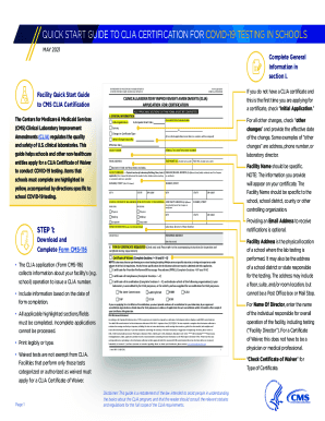 Fillable Online Quick Start Guide to CLIA Certification for COVID-19 ...
