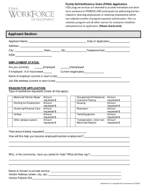Fillable Online Family Self-Sufficiency Grant (FSSG) Application Fax ...