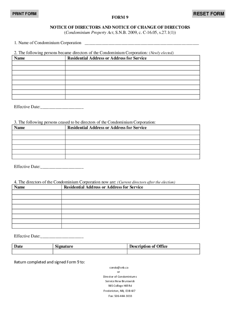 Fillable Online NOTICE OF DIRECTORS AND NOTICE OF CHANGE OF DIRECTORS ...