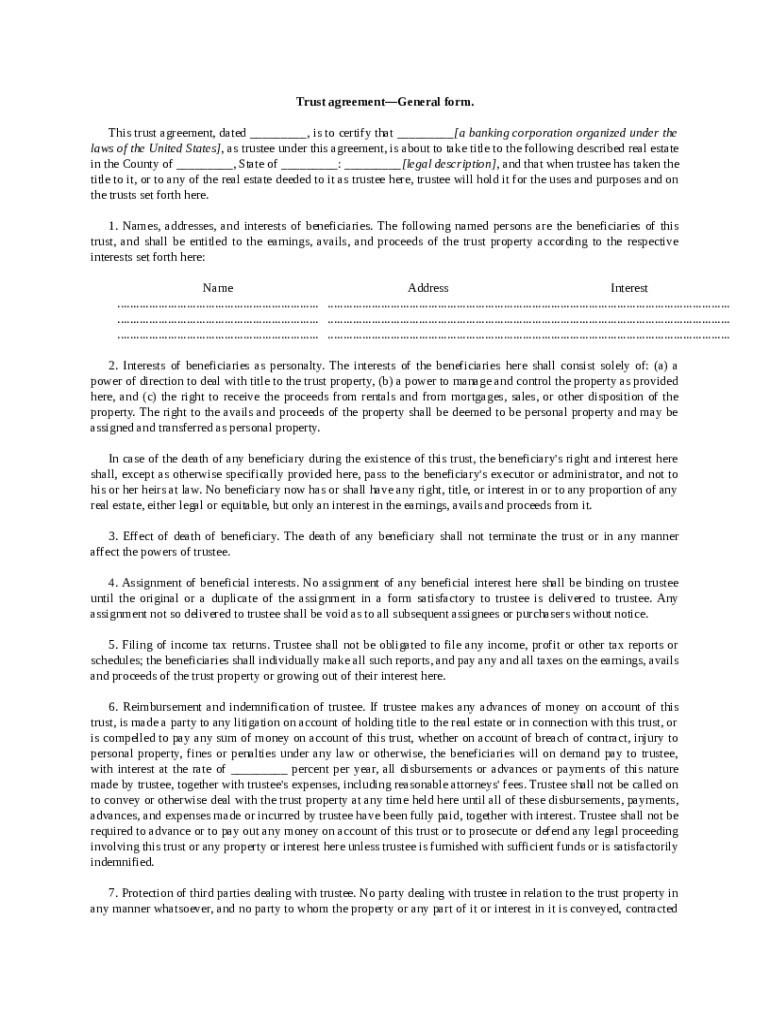 Trust agreementGeneral Doc Template | pdfFiller