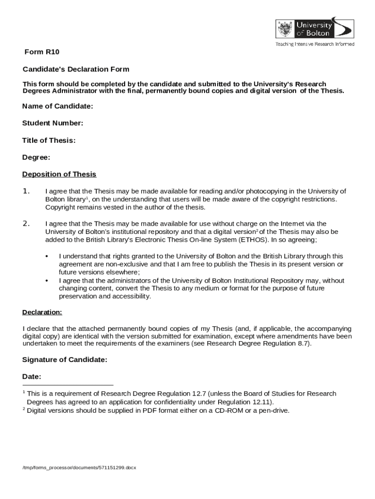 2014 R10 - Candidate's Declaration September 2014041017 Doc Template ...