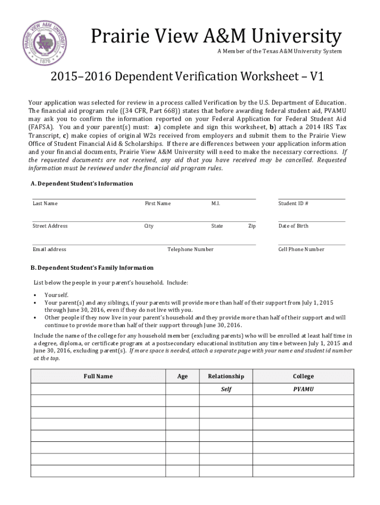 Fillable Online Verification V1 Dep 1516.docx Fax Email Print - pdfFiller