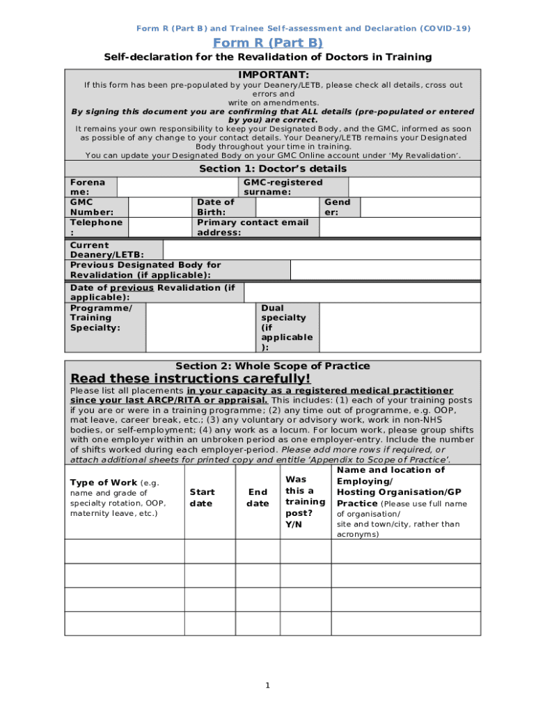 Self-declaration for the Revalidation of Doctors in Training Doc ...