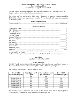 Fillable Online N04761 Type B Blue Bird Label Cattle Chlortetracycline ...