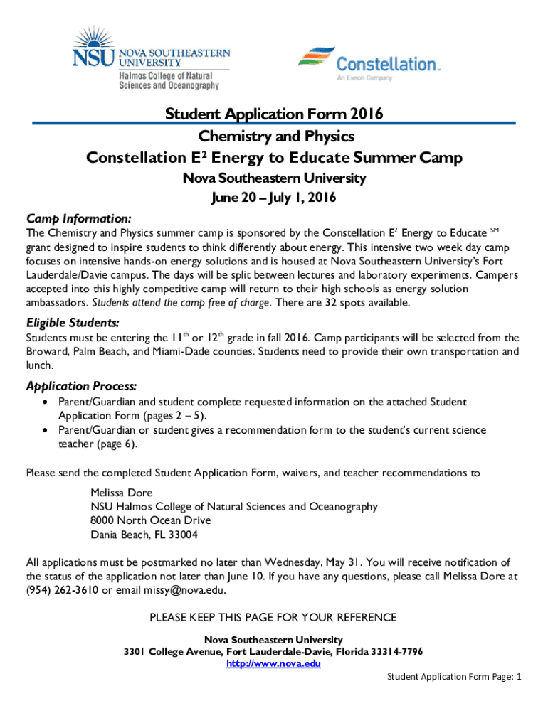 Fillable Online Fillable Online cnso nova NSU E2 Application Form ...