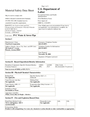 Fillable Online Vinyltech PVC Material Safety Data Sheet Fax Email ...