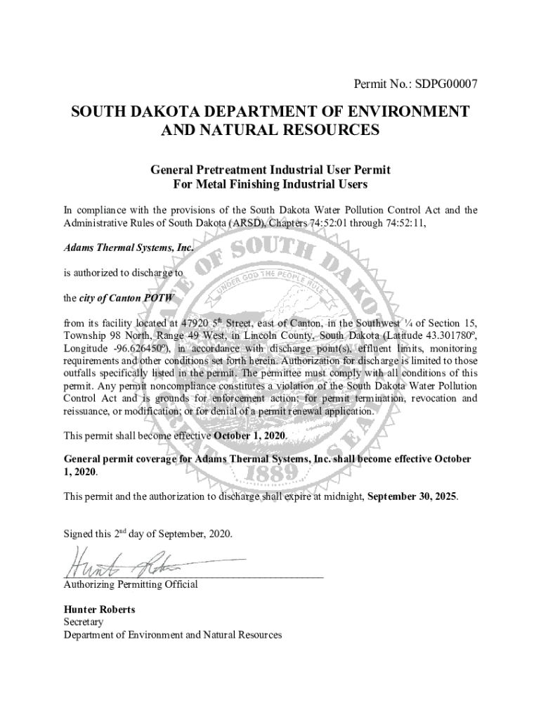 Fillable Online denr sd Introduction to the National Pretreatment ...