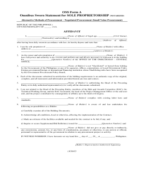 Fillable Online OSS Form A Omnibus Sworn Statement for SOLE ...