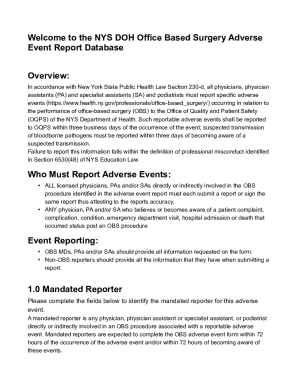 Fillable Online Welcome to the NYS DOH Office Based Surgery Adverse Event ... Fax Email Print ...