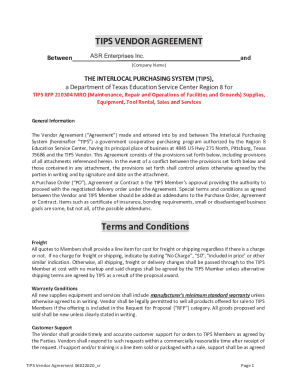 Fillable Online Vendor Service Agreement Template Fax Email Print ...