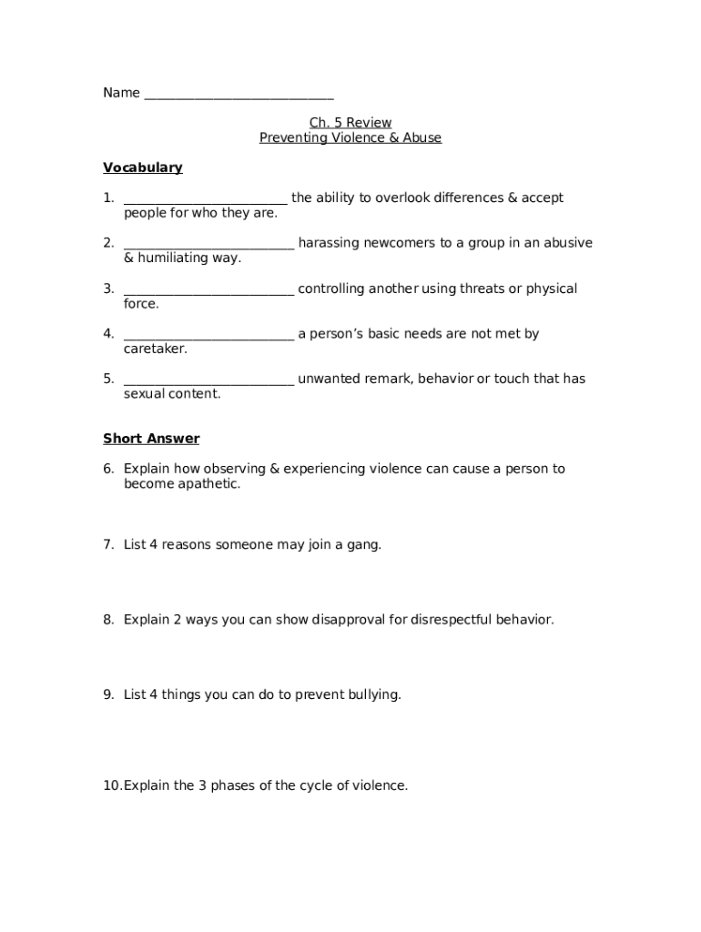 6.07 Health: Preventing Violence FlashcardsQuizletPredicting Violent ...