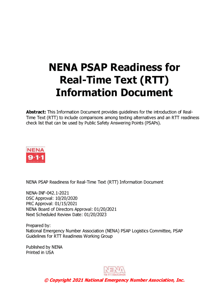 Fillable Online NENA PSAP Readiness for Fax Email Print - pdfFiller