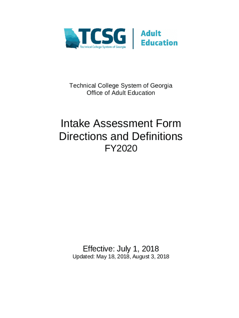 Intake Assessment Directions Doc Template | pdfFiller