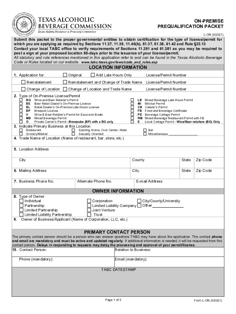 TX TABC L-ON 2021-2022 - Fill and Sign Printable Template Online | US ...