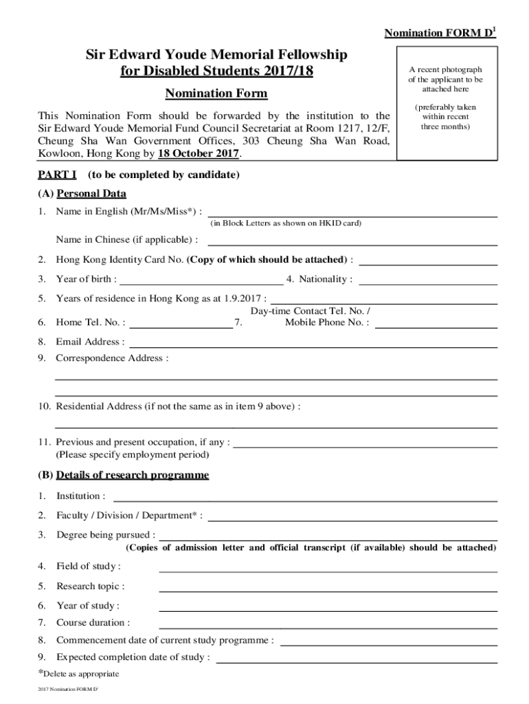 Fillable Online Nomination FORM D2 - PolyU Fax Email Print - pdfFiller