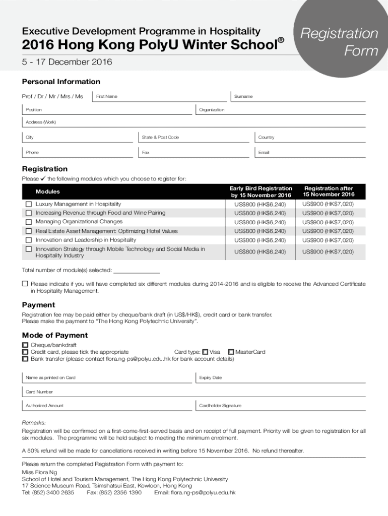 Fillable Online Registration Form - PolyU Fax Email Print - pdfFiller
