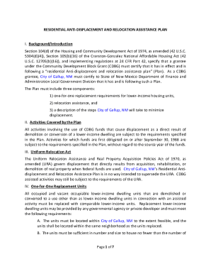 Fillable Online RESIDENTIAL ANTI-DISPLACEMENT AND RELOCATION ... Fax ...