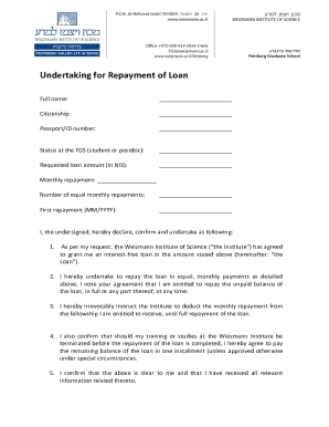 Fillable Online Undertaking for Repayment of Loan Fax Email Print - pdfFiller