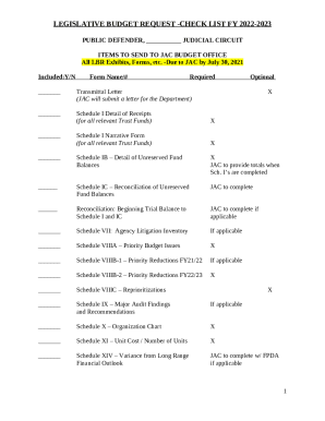 LEGISLATIVE BUDGET REQUEST -CHECK LIST FY 2022-2023 Doc Template ...