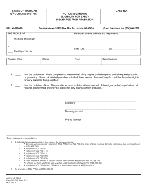 Fillable Online Request for early discharge from Probation Fax Email ...
